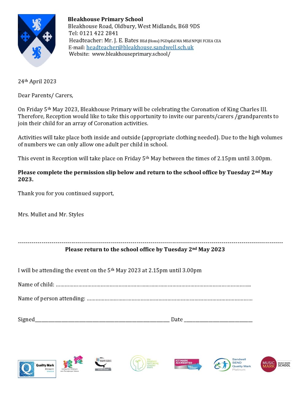 Bleakhouse Primary School - King's Coronation Celebration