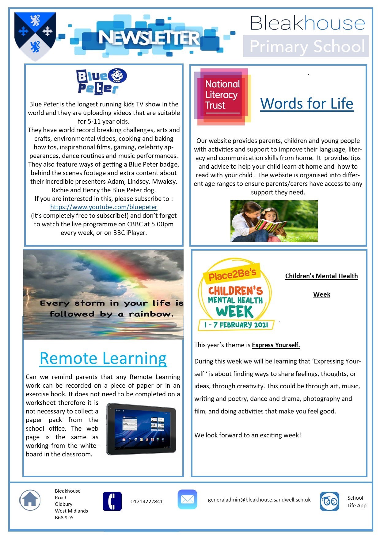 Bleakhouse Primary School - Newsletter 22/01/2021