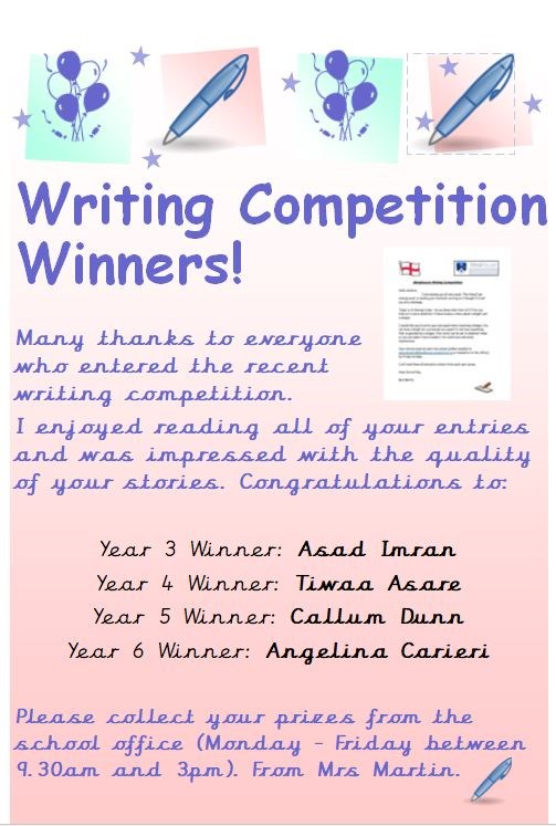 Bleakhouse Primary School - Writing Competition Winners